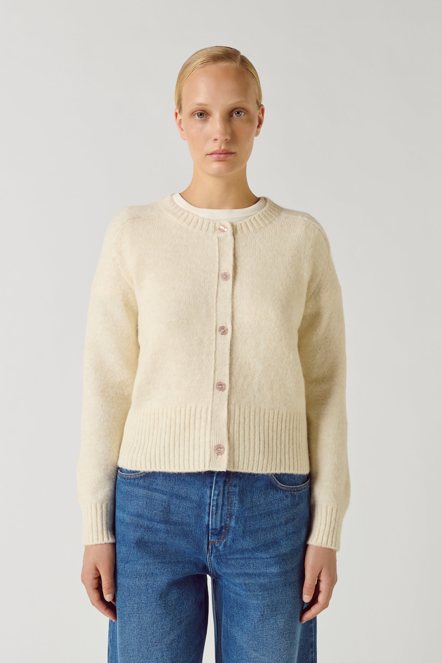 Lyne Cardigan - Ecru Alpaca Fluffy Women's - Soeur