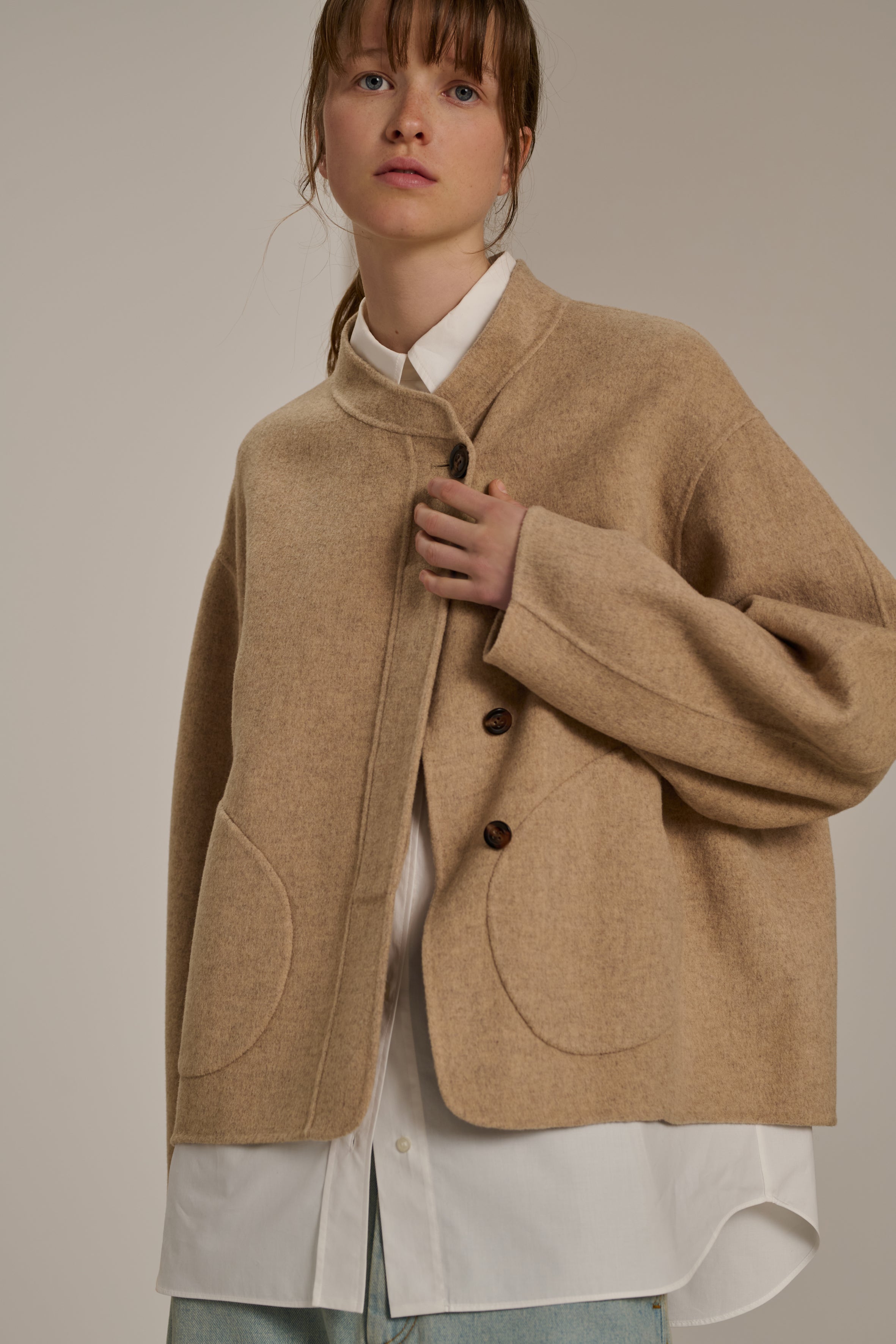Windsor Coat - Heathered Beige - Wool - Woman